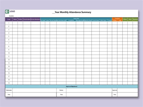 Monthly Attendance Sheet Template Excel