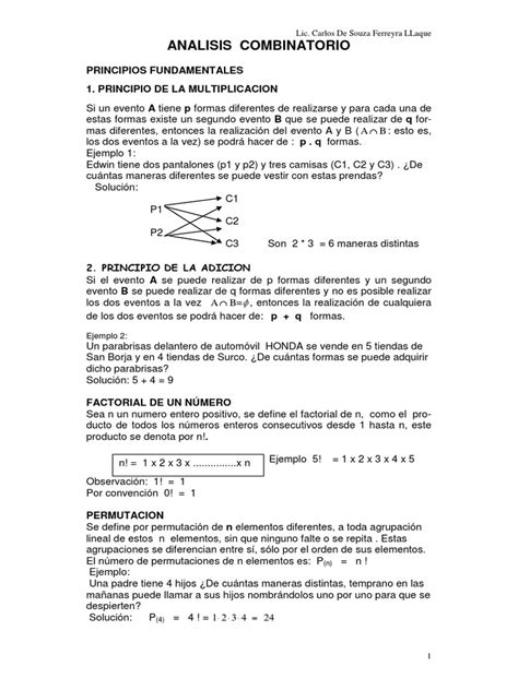 analisis combinatorio 01 pdf pdf permutación secuencia