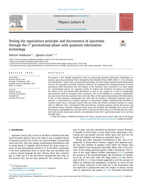 pdf testing the equivalence principle and discreteness of spacetime through the t3