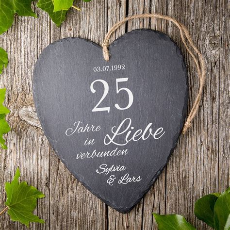Schieferherz Zur Silberhochzeit Personalisiert Geschenke Zur