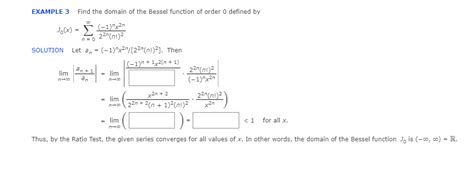 solved 00 n 0 example 3 find the domain of the bessel
