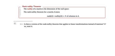 solved rank nullity theorem the nullity of a matrix is the