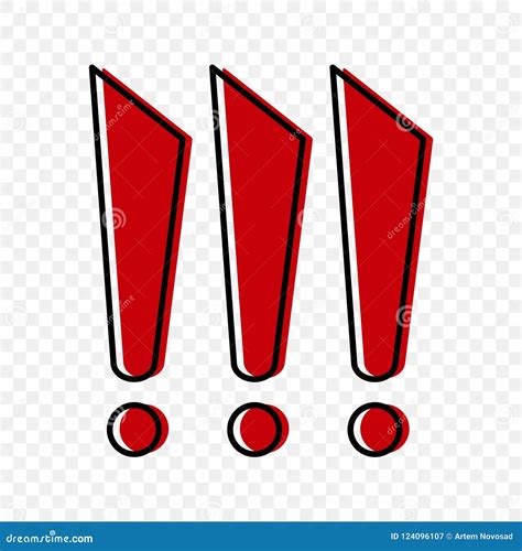 Three Red Exclamation Marks In Cartoon Style Vector Illustration On A