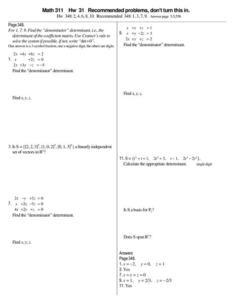 introduction to linear algebra assignment problems math 311 docsity