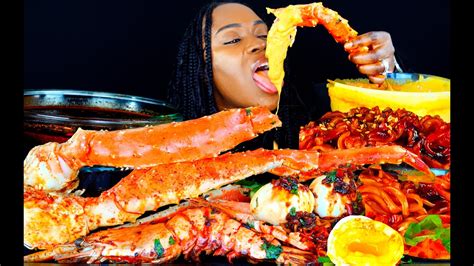Asmr Mukbang King Crab Seafood Boil Mukbang Cheese Sauce Seafood