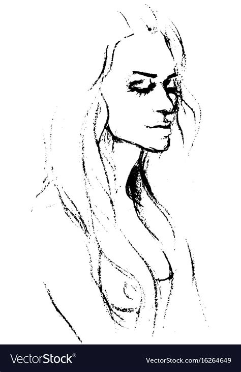 Portrait Of A Naked Girl Drawing Royalty Free Vector Image