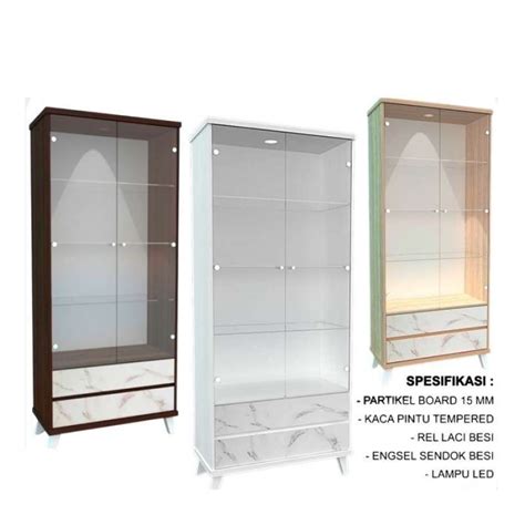 Jual Lemari Hias Kaca Lemari Pajangan 2 Pintu Lemari Tas Display