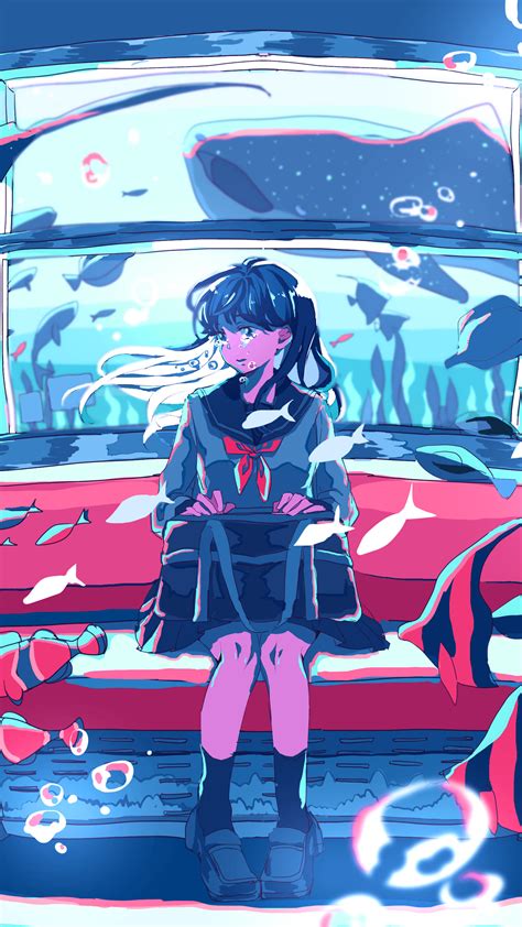 X Underwater Anime Girl Bubble K Sony Xperia X Xz Z Premium