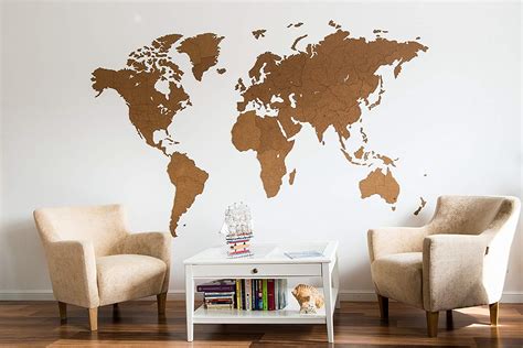 Carte du Monde Grand Format Map Monde Géante Déco Murale Bois
