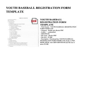 Fillable Online YOUTH BASEBALL REGISTRATION FORM TEMPLATE YOUTH