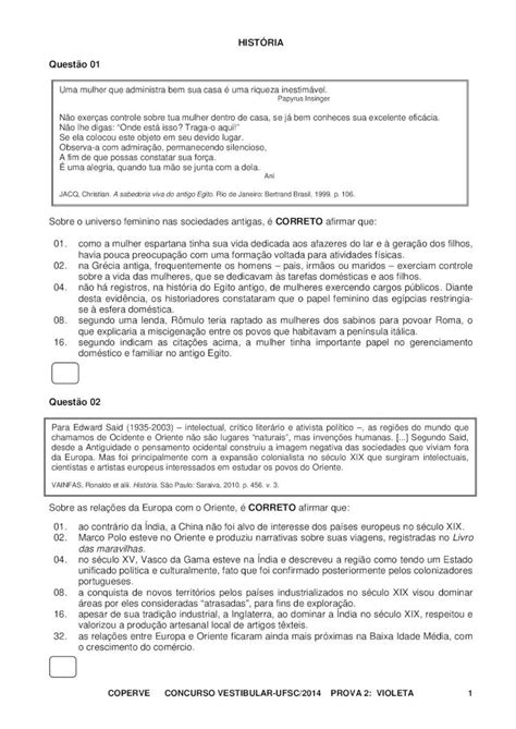Pdf Hist Ria Quest O Coperveantiga Coperve Ufsc Br Provas Ant