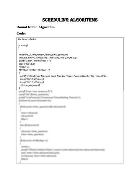 SOLUTION Round Robin Scheduling Algorithm With Code And Output Studypool