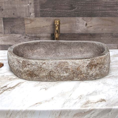 River Stone Vessel Sink Large Bathroom Fixtures Decora Loft