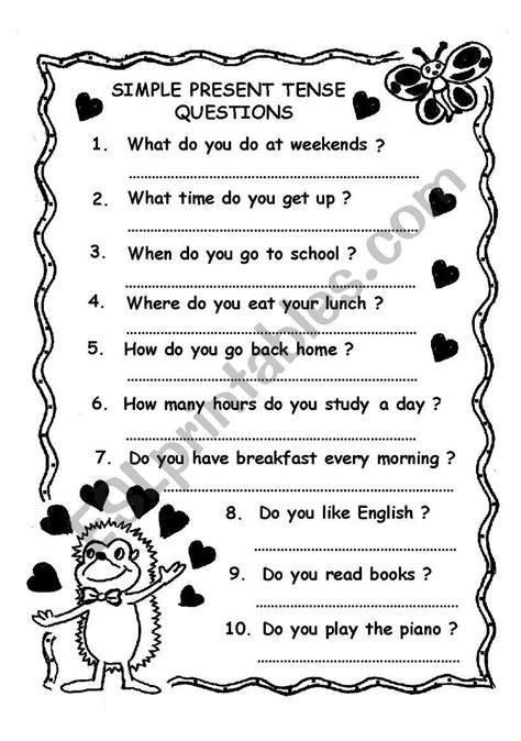 Simple Present Tense Questions ESL Worksheet By Chance