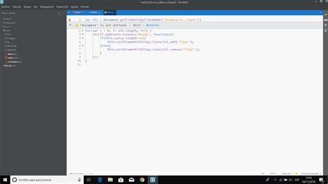brackets problema con javascript document is not defined stack overflow en español