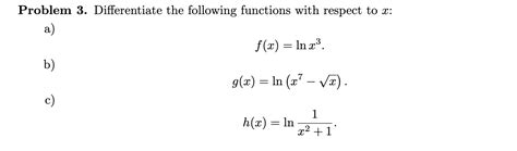 solved problem 3 differentiate the following functions with