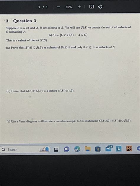 solved 3 question 3 suppose s is a set and a b are subsets
