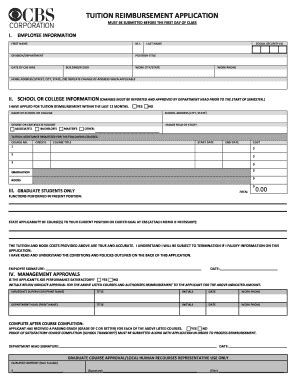 Fillable Online CBS EDUCATIONAL ASSISTANCE APPLICATION Fax Email Print