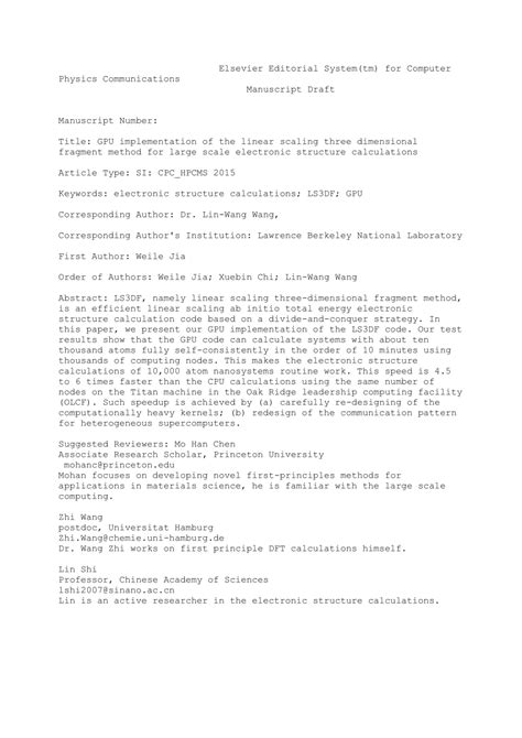 pdf gpu implementation of the linear scaling three dimensional fragment method for large scale