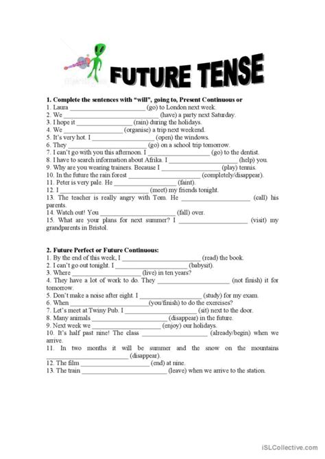 Future Tense Exercises General Gramm Fran Ais Fle Fiches Pedagogiques
