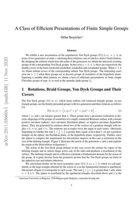 pdf a class of efficient presentations of finite simple groups