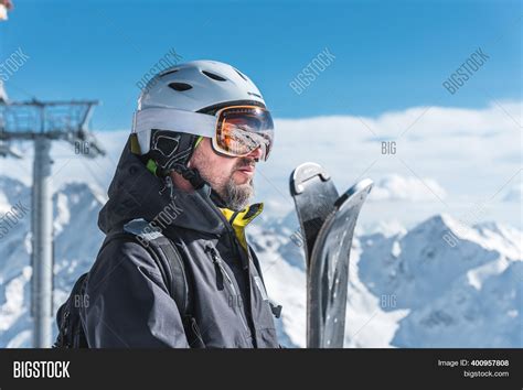 Man Skis Stands High Image Photo Free Trial Bigstock