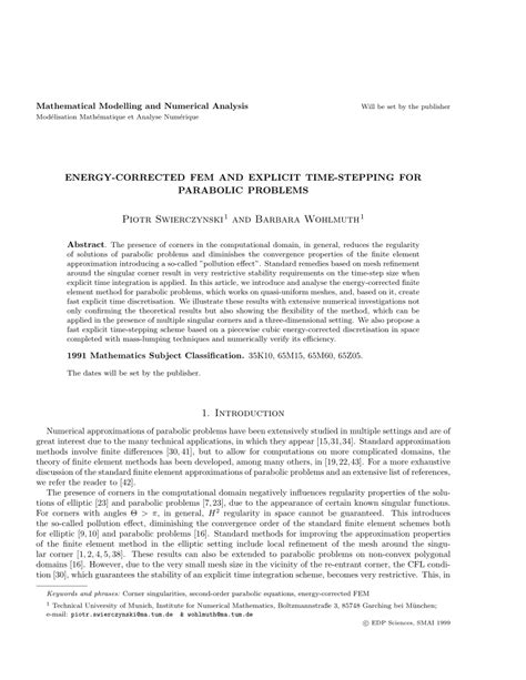 pdf energy corrected fem and explicit time stepping for parabolic problems