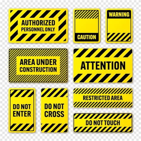 Premium Vector Various Black And Yellow Warning Signs With Diagonal