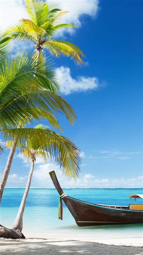 Thailand Strand Palmen Meer Boot X Uhd K Hintergrundbilder