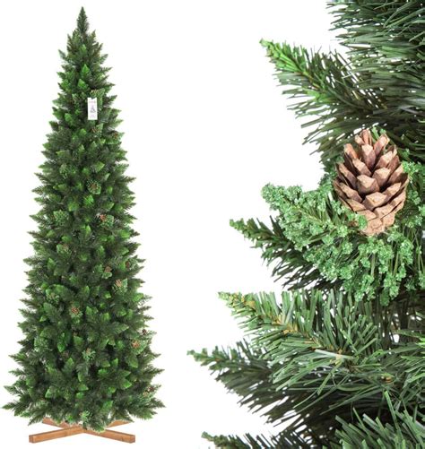 FairyTrees Sapin Arbre de Noêl Artificiel Slim Pin Naturel Vert