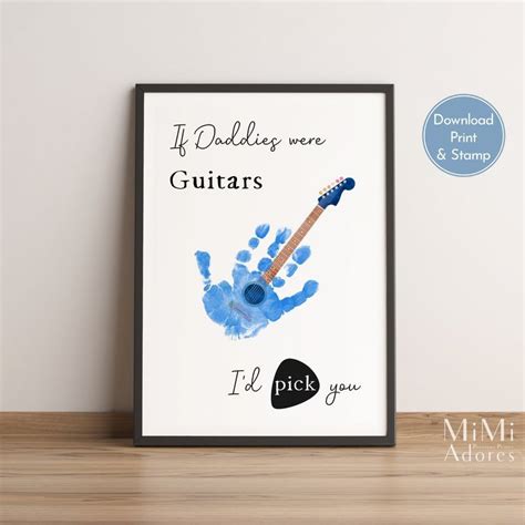 Father Day Printable Guitar Handprint Fathers Day Handprint Dad