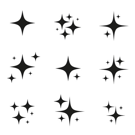 Set Of Original Vector Stars Sparkle Firework Decoration Twinkle