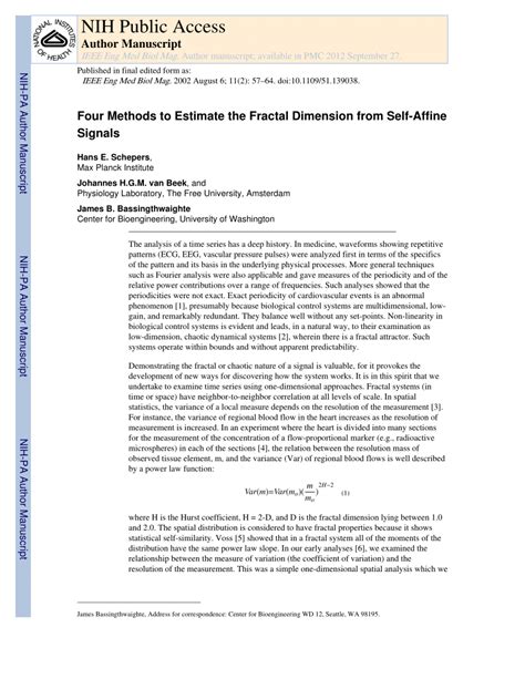 pdf four methods to estimate the fractal dimension from self affine signals