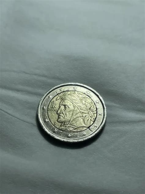 DANTE ALIGHIERI 2002 Pièce 2 euros Rare Italienne EUR 500 00