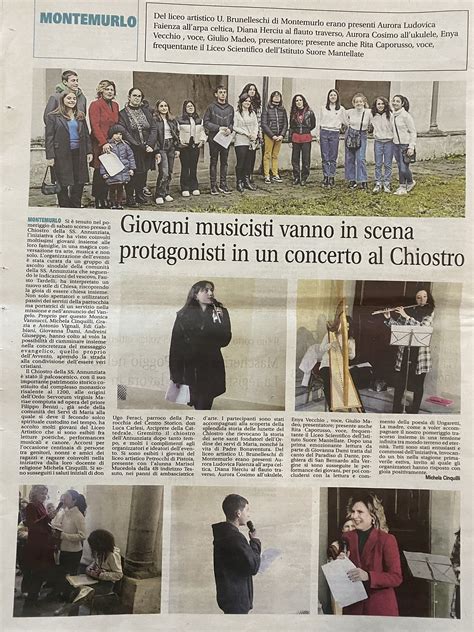 Giovani Musicisti Del Brunelleschi In Scena A Pistoia Scuola