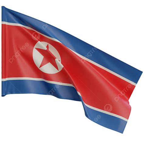 North Korea Flag Waving North Korea Flag With Pole North Korea Flag