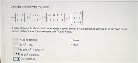 Solved Consider The Following Matrices Chegg Chegg