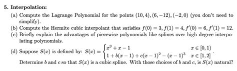 solved 5 interpolation a compute the lagrange
