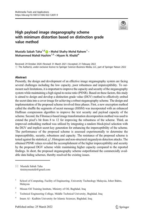pdf high payload image steganography scheme with minimum distortion based on distinction grade