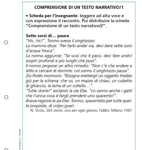 Comprensione Di Un Testo Narrativo 1 Giunti Scuola