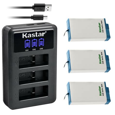 Kastar 3 Pack Battery And LCD Triple USB Charger Compatible With GoPro