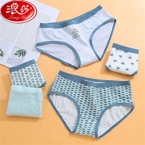 Buy Langsha 5pcslot Women Panties Soft Cotton Underwear Girls Sexy Printed