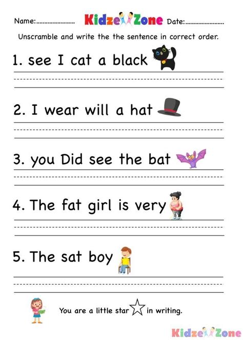 Practice Writing Sentences Worksheets Printable Sentence
