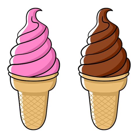 Helado De Fresa Y Chocolate Vector Premium