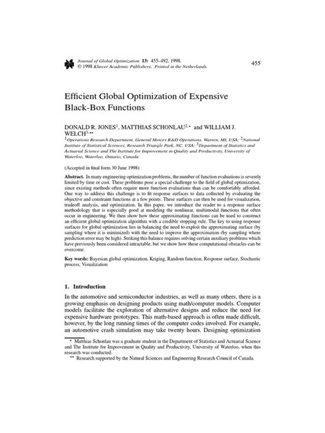 efficient global optimization of expensive black box functions pdf regression analysis