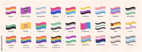 Sexual Identity Lgbtq Pride Flags Big Set Of Sexual Diversity Lgbt Symbols Infographic Of
