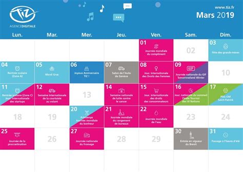 Calendrier marketing 2019 liste des événements en mars Las Vegas