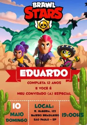 Convite aniversário Brawl stars Edite grátis nosso editor online