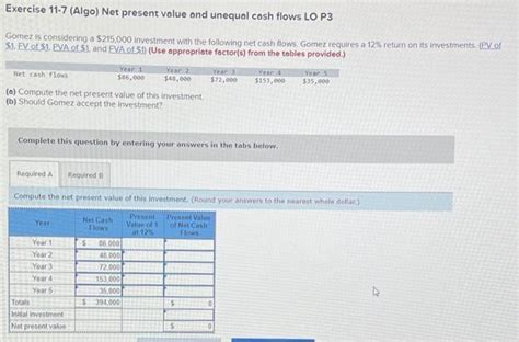 Solved Exercise Algo Net Present Value And Unequal Chegg