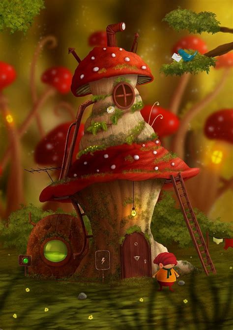 Mushroom Fairy House Drawing